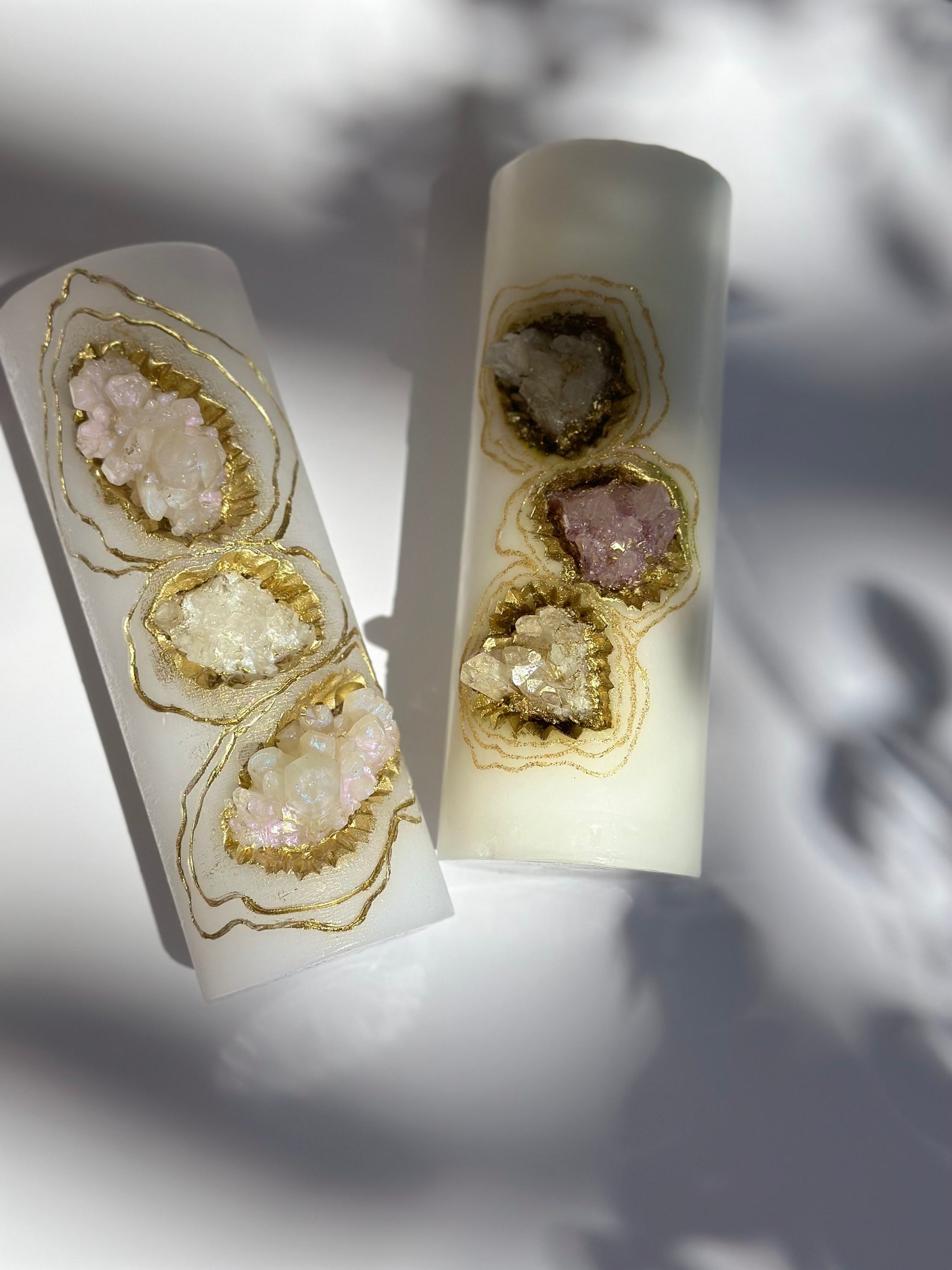 Large Luxury Geode Crystal Pillar Candle - Etsy