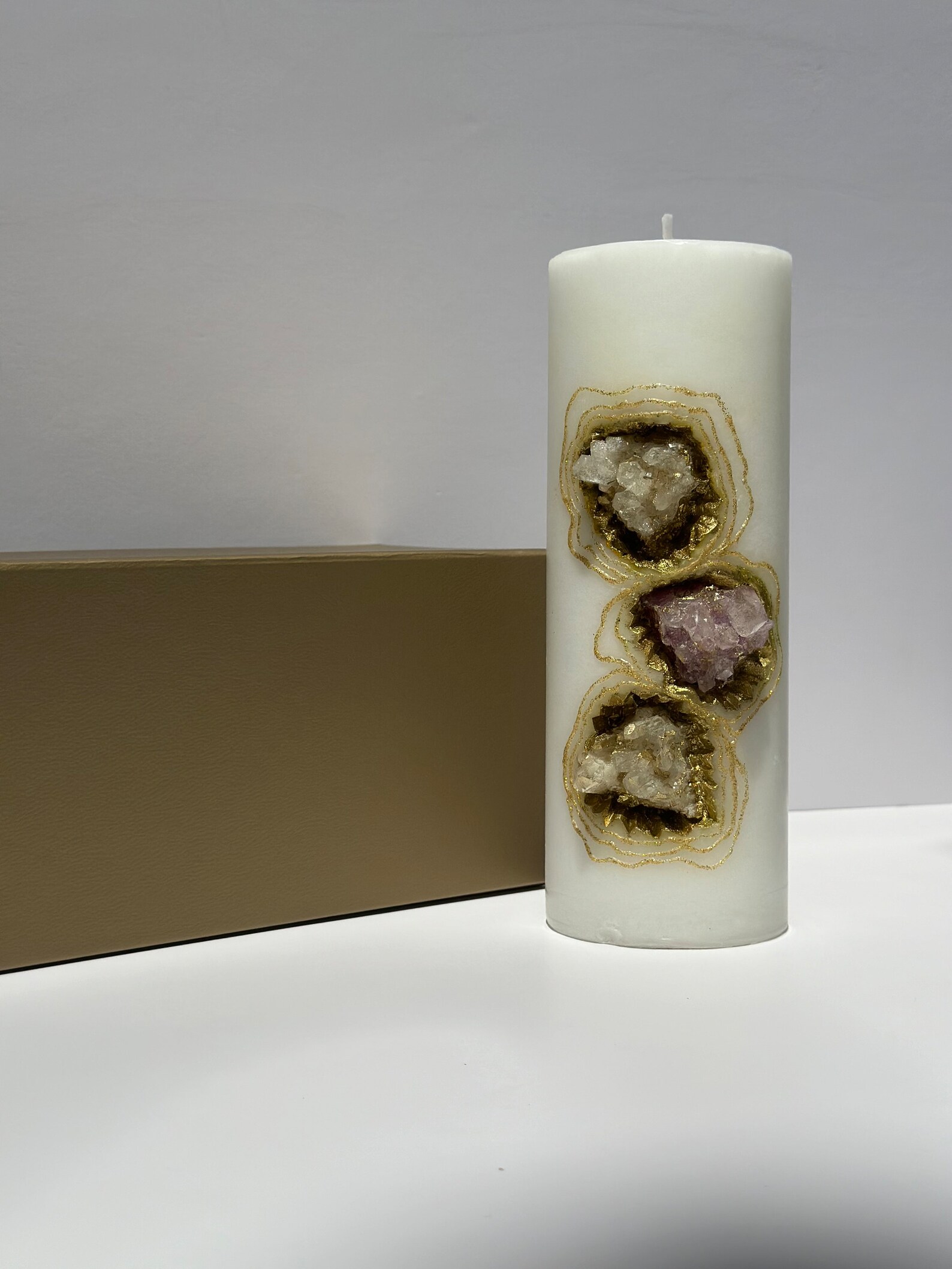 Large Luxury Geode Crystal Pillar Candle - Etsy