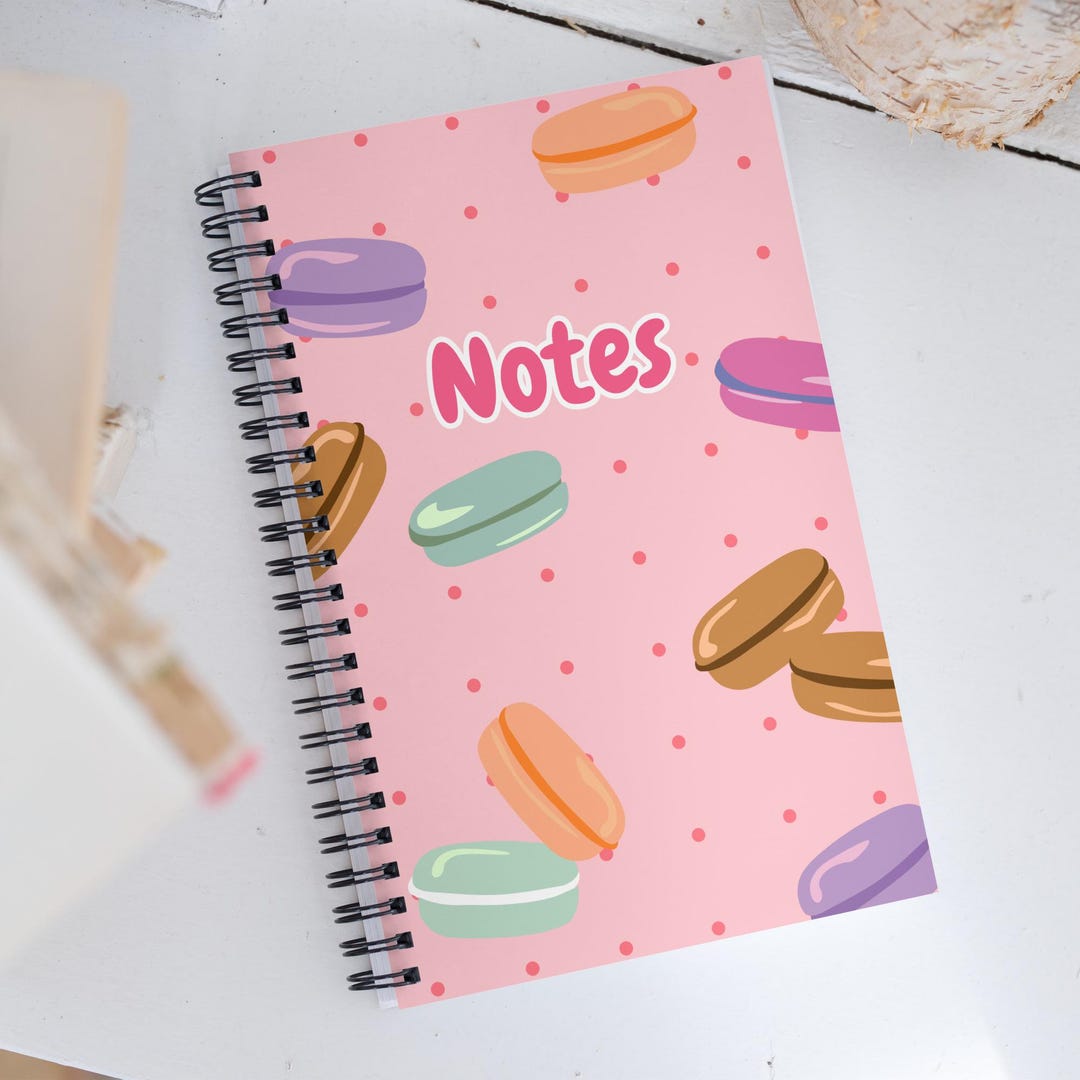 Kawaii Macarons Print Spiral Notebook, Cute Notebooks, Kawaii Design ...