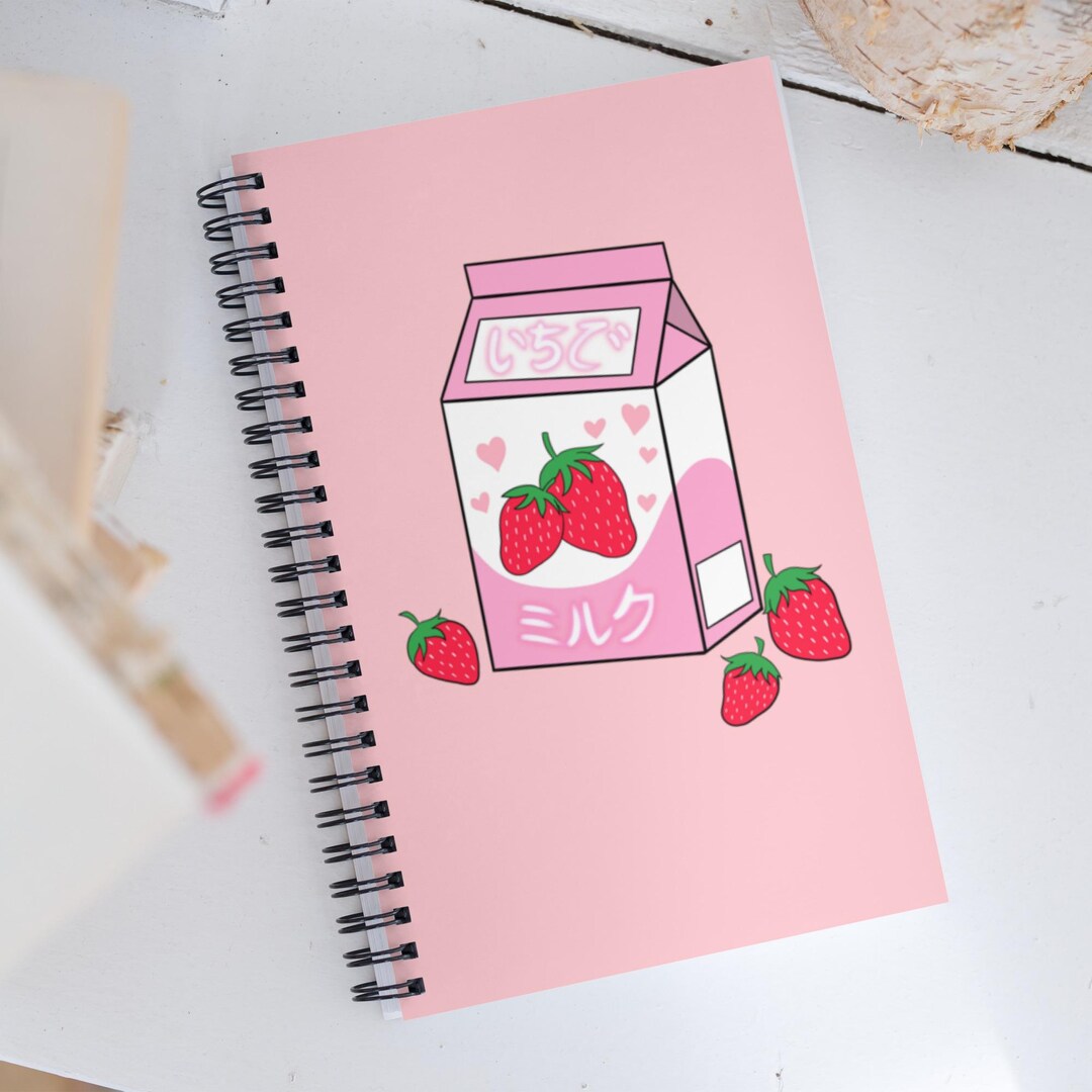 Kawaii Strawberry Milk Spiral Notebook, 140 Pages - Etsy