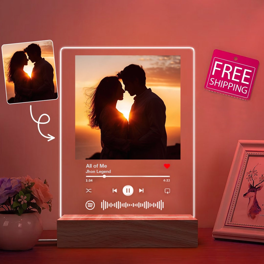 LED Music Plaque With Stand, Spotify LED LAMP, Personalized Photo Frame ...