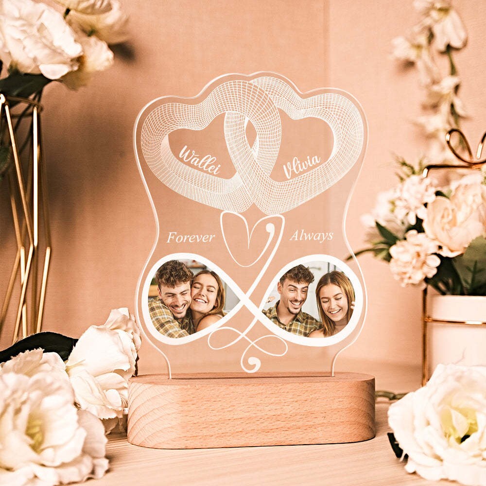 Infinity Symbol Love Custom Photo Acrylic Led Lamp, Personalised Plaque ...