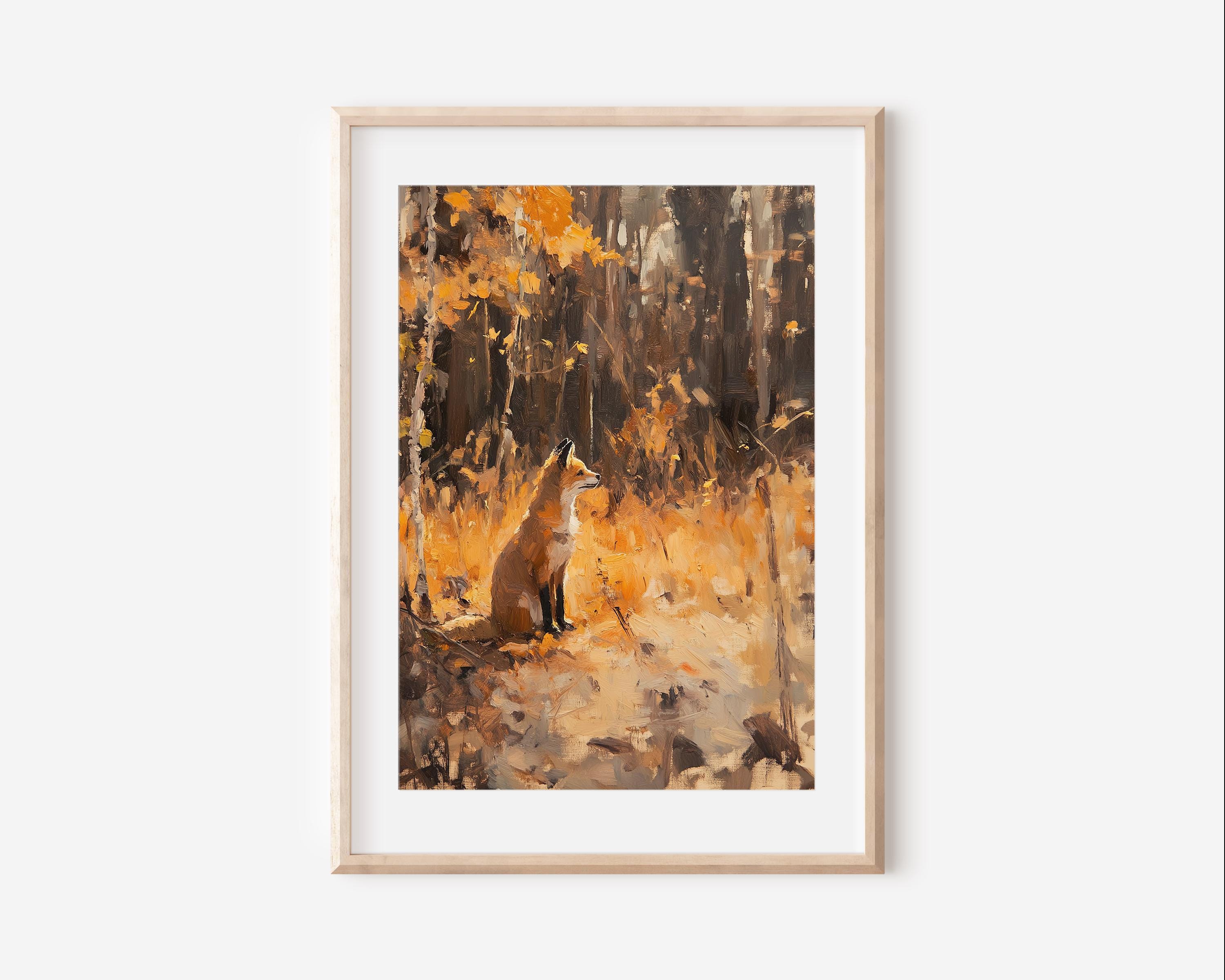 Printable Moody Red Fox in Nature Scenery Fine Art Print, Vintage Fox ...