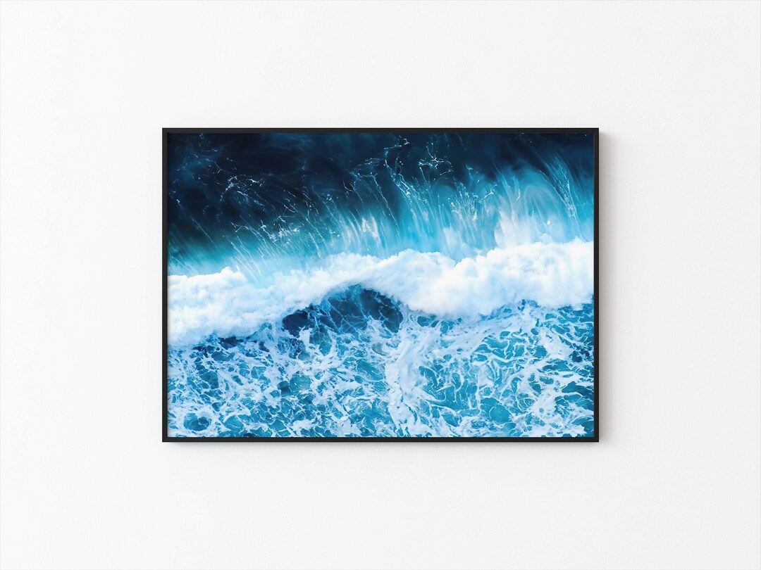 Ocean Waves Photography, Ocean Poster, Blue Wall Art Decor, Coastal ...