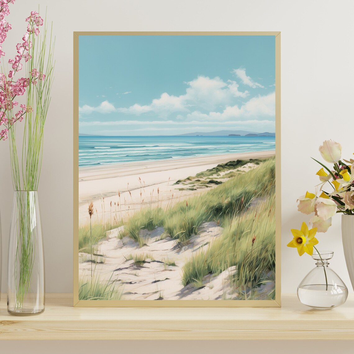 Neutral Coastal Beach Art, Artful Beach Print, Color Painting, Drawing ...
