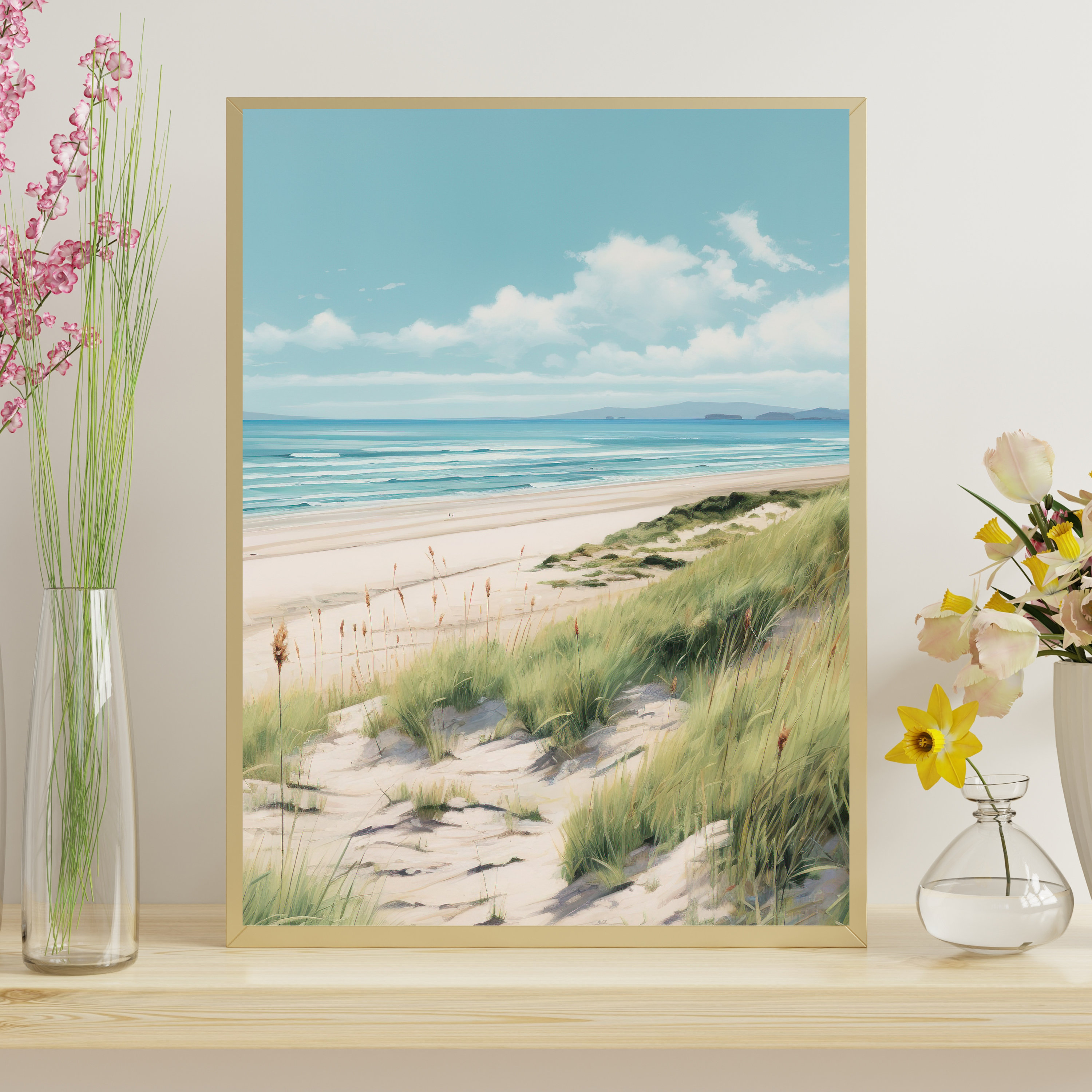 Neutral Coastal Beach Art, Artful Beach Print, Color Painting, Drawing ...