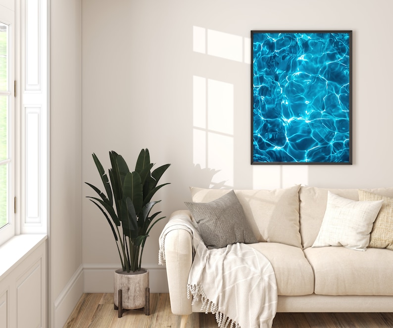 Ocean Printable Art, Abstract Wall Art Print, Large Poster, Aqua Wall ...