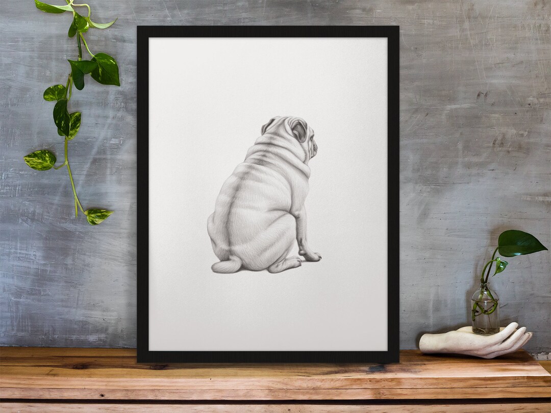 Pug Bathroom Art | Pug Butt | Dog Art | Gifts for Pug Owner | Gifts for ...