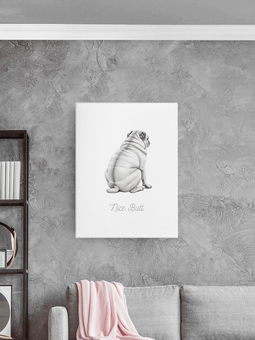 Pug Bathroom Art | Pug Butt | Nice Butt Bathroom Art | Bathroom Art ...