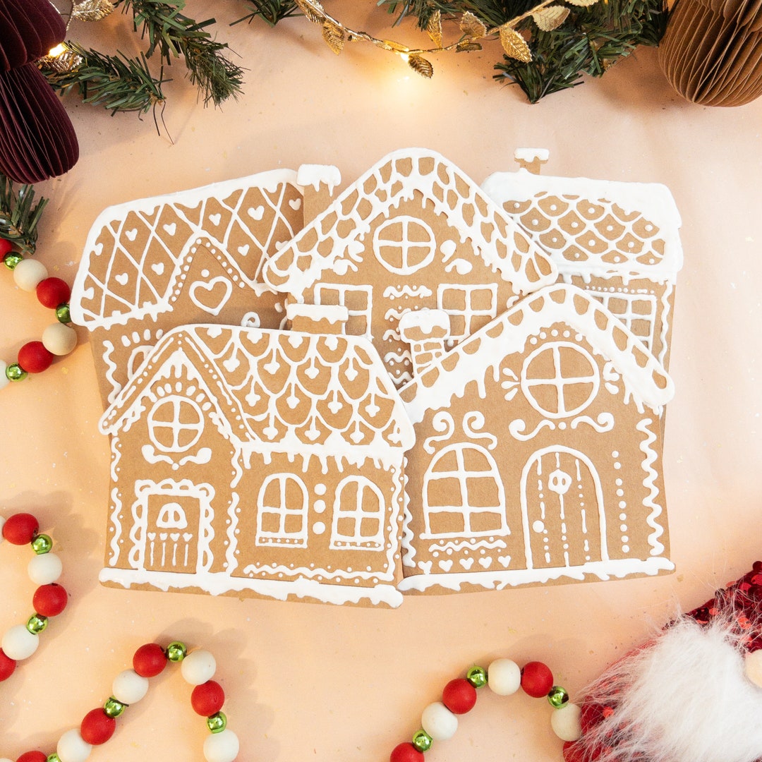 Gingerbread House Holiday Cards - Kit of 5 Cards - Etsy
