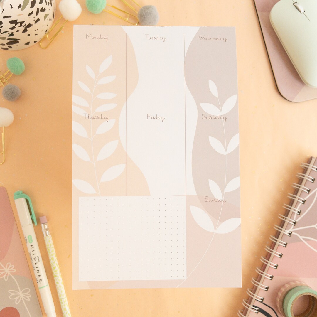 Sunset Botanic Weekly Planner Notepad - 5.25 X 8.25" - Etsy