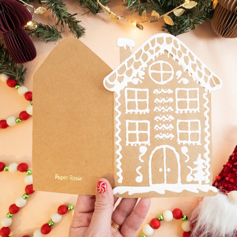 Gingerbread House Holiday Cards - Kit of 5 Cards - Etsy