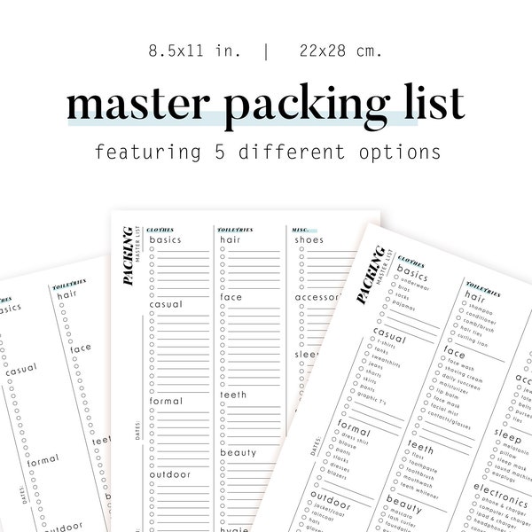 Master Packing List - Etsy