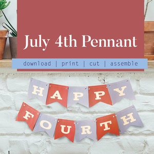4th of July Printable Banner, Independence Day Banner Pennant, Instant ...