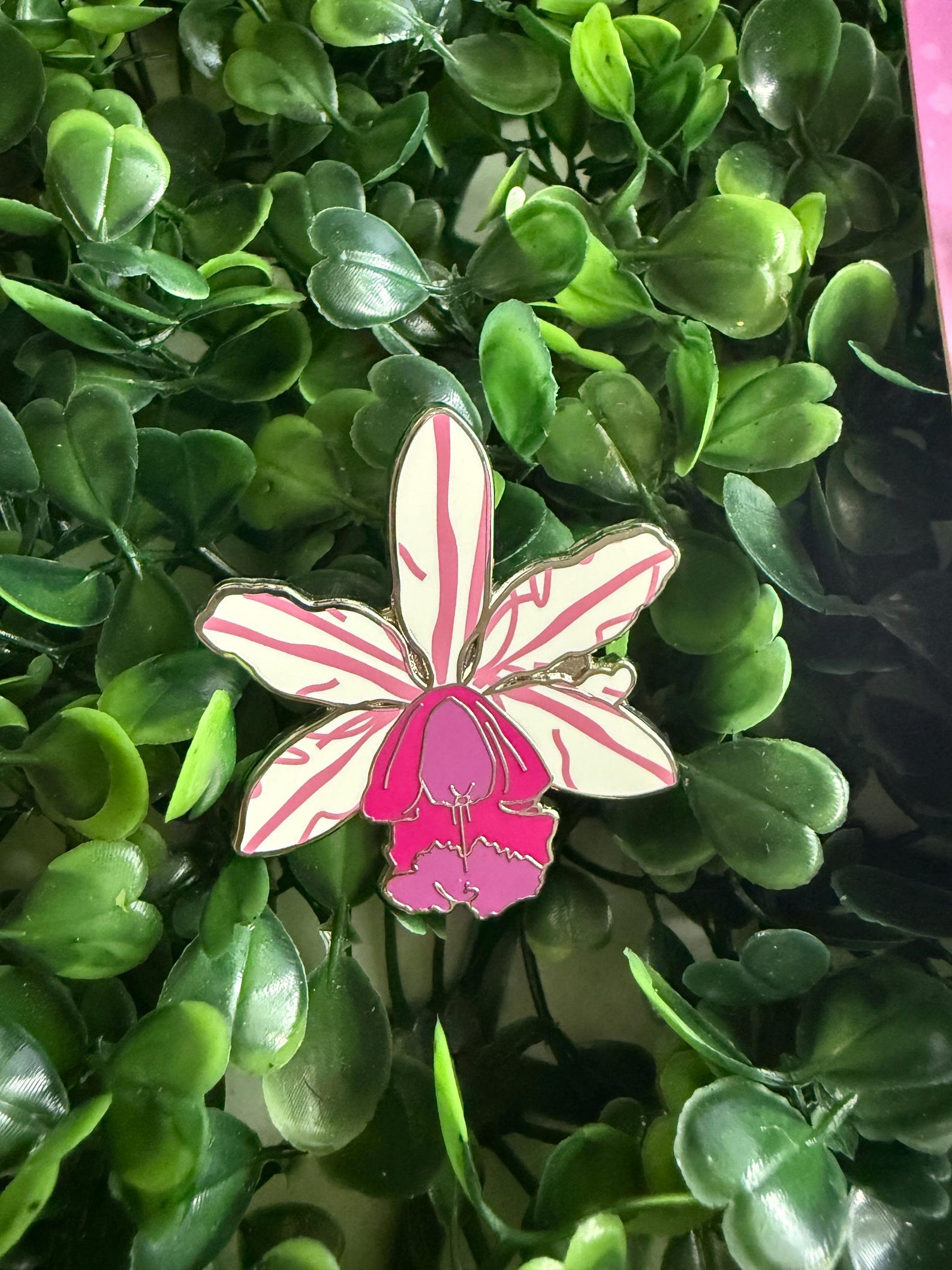 Orchid Brooch Pin- Cattleya Loddigesii- Inspired Orchid Flower Enamel ...