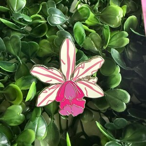 Orchid Brooch Pin- Cattleya Loddigesii- Inspired Orchid Flower Enamel ...