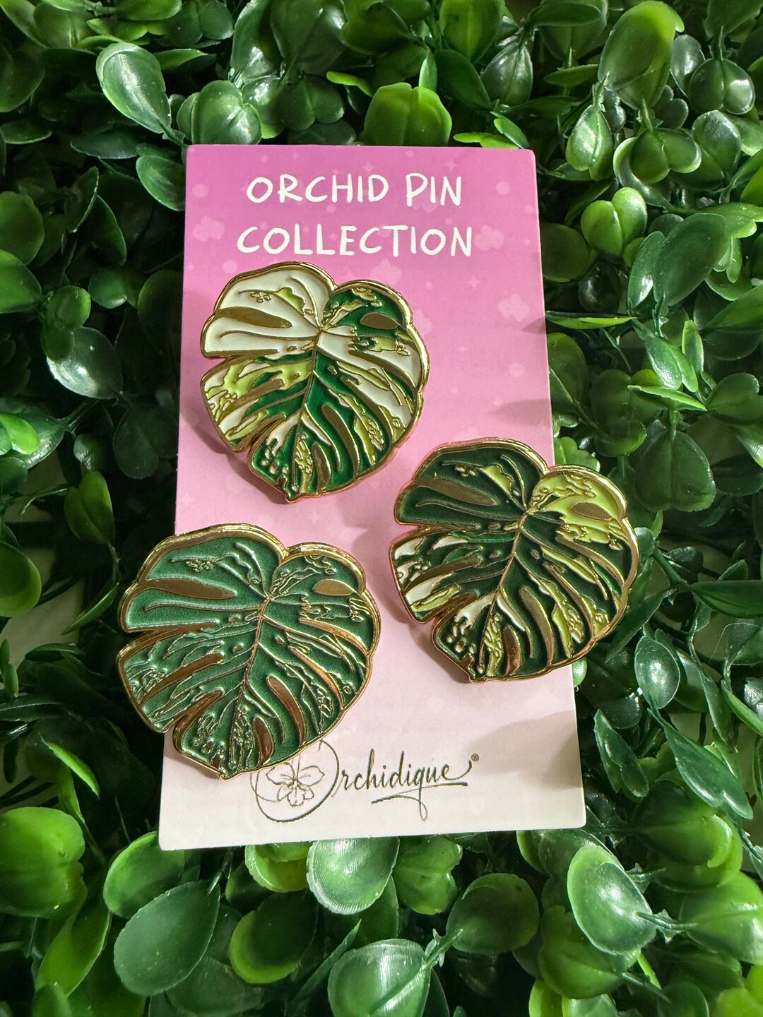 Orchid Lapel Pin-monstera Enamel Pin: Gold-plated Botanical Leaf Brooch ...