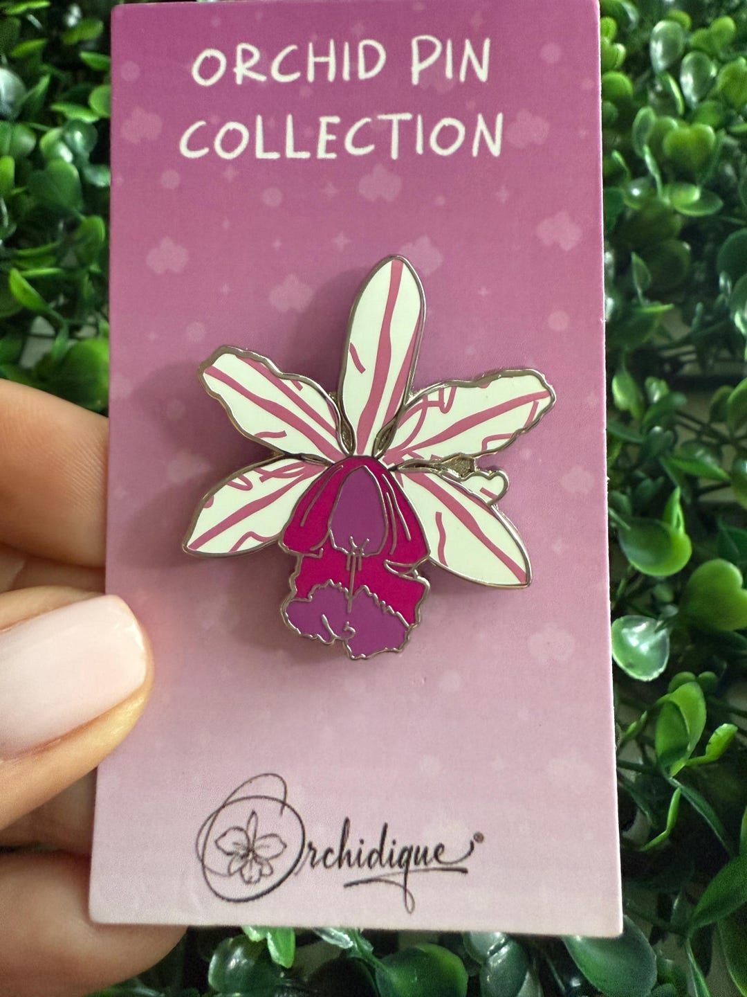 Orchid Brooch Pin- Cattleya Loddigesii- Inspired Orchid Flower Enamel ...