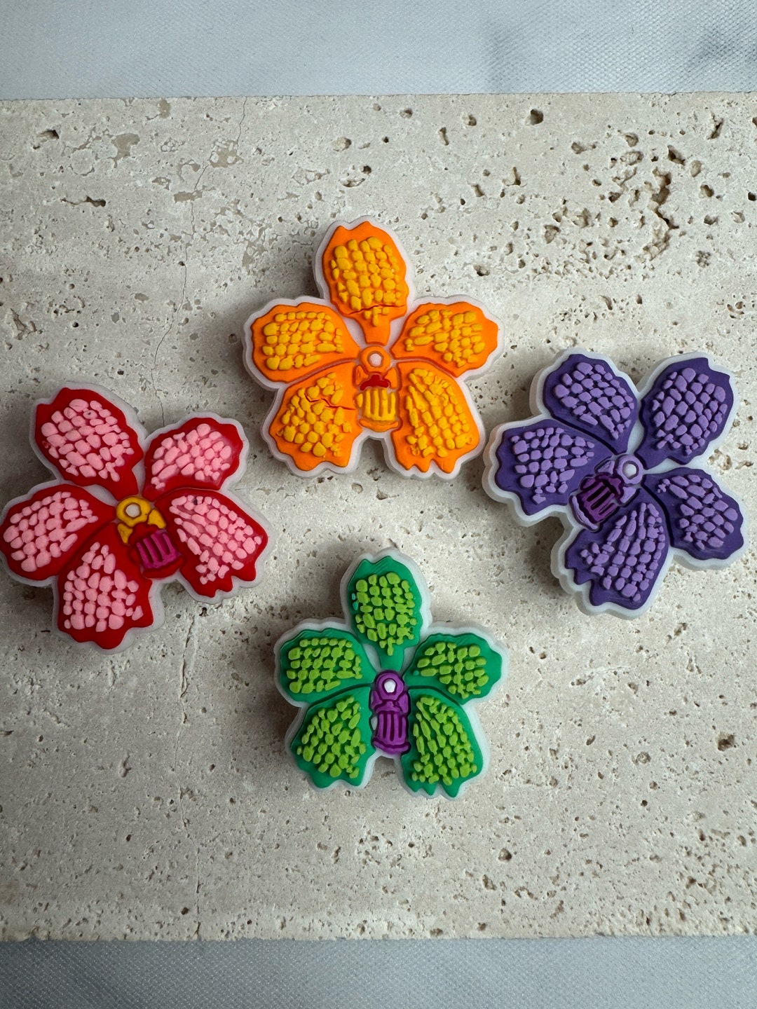 Vanda Orchid Charms for Crocs Tropical Shoe Charms Pink, Orange, Lime ...