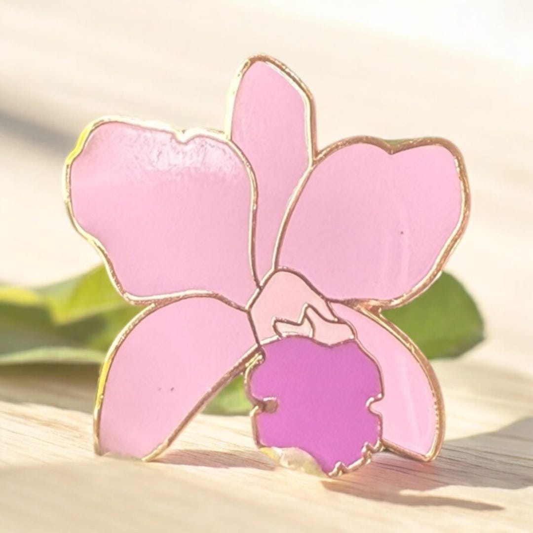Orchid Lapel Pin-cattleya Lueddemanniana Orchid Enamel Pin: Floral ...