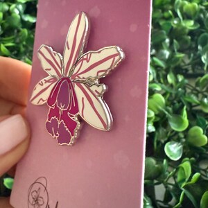 Orchid Brooch Pin- Cattleya Loddigesii- Inspired Orchid Flower Enamel ...