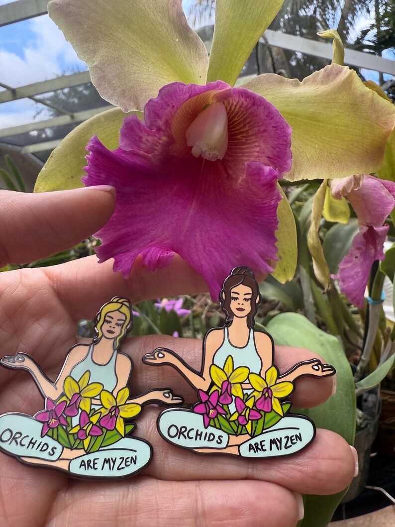 Orchid Lapel Pin-orchid Enamel Pin: Marly N Mel Floral Collector Item ...