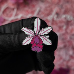 Orchid Brooch Pin- Cattleya Loddigesii- Inspired Orchid Flower Enamel ...