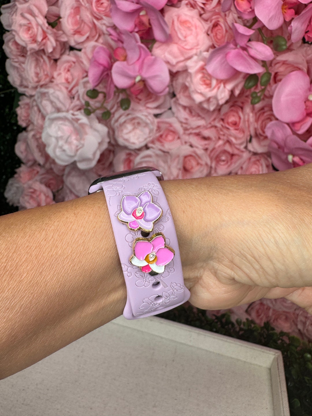 Orchid Watch Band Charms: Gold Floral Gardener Gift - Etsy