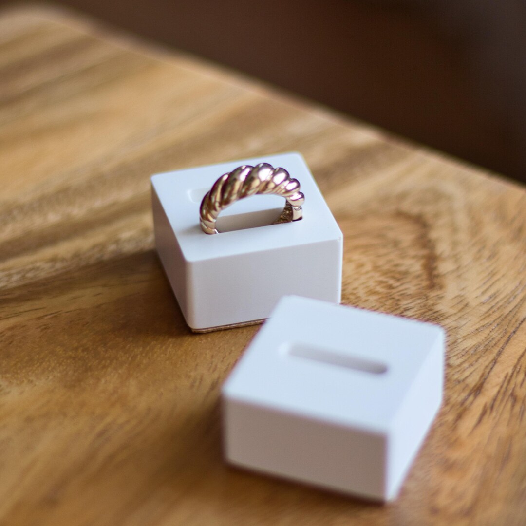 Set of 2 Square Warm White Ring Holders | Square Holder Design | 1 & 2 ...