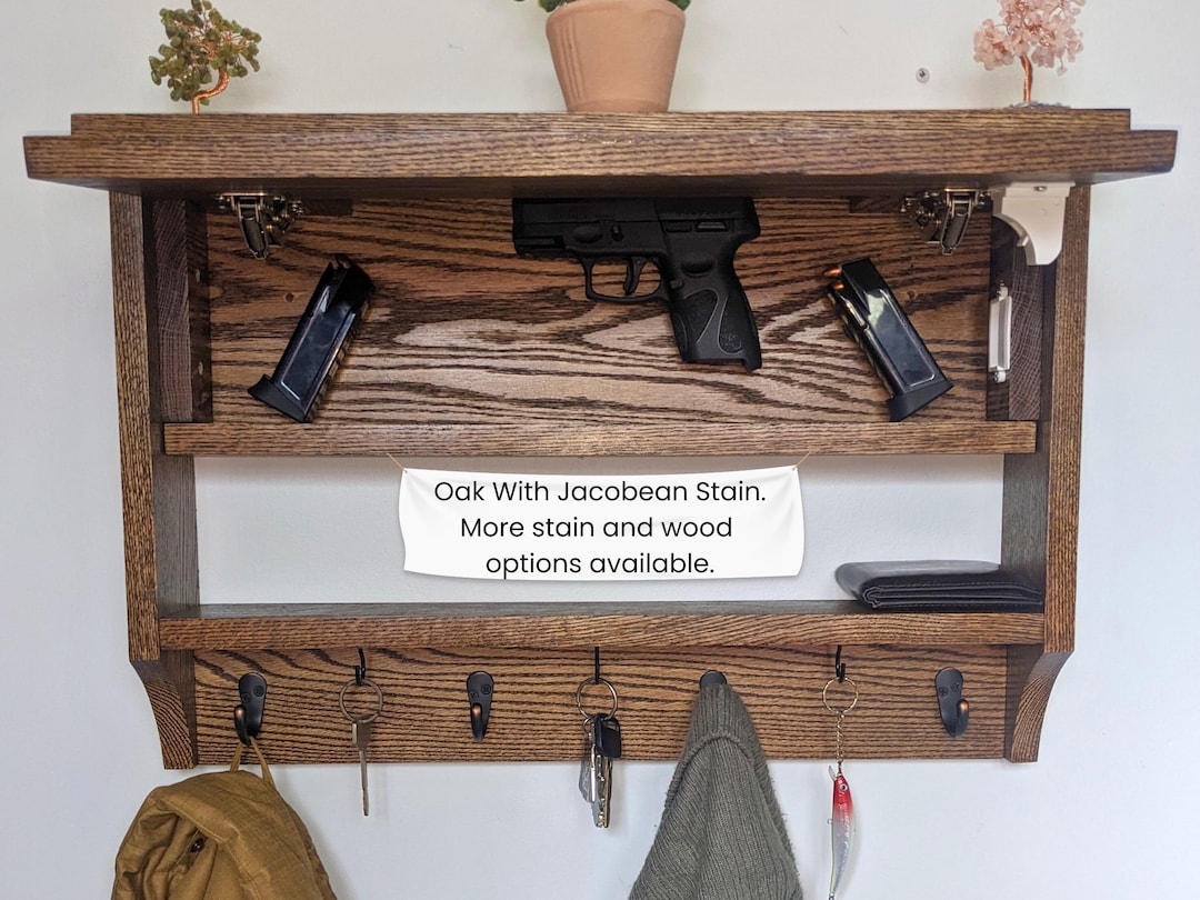 Small Locking Gun Cabinet Coat Rack Key Rack Concealment Shelf Tactical ...