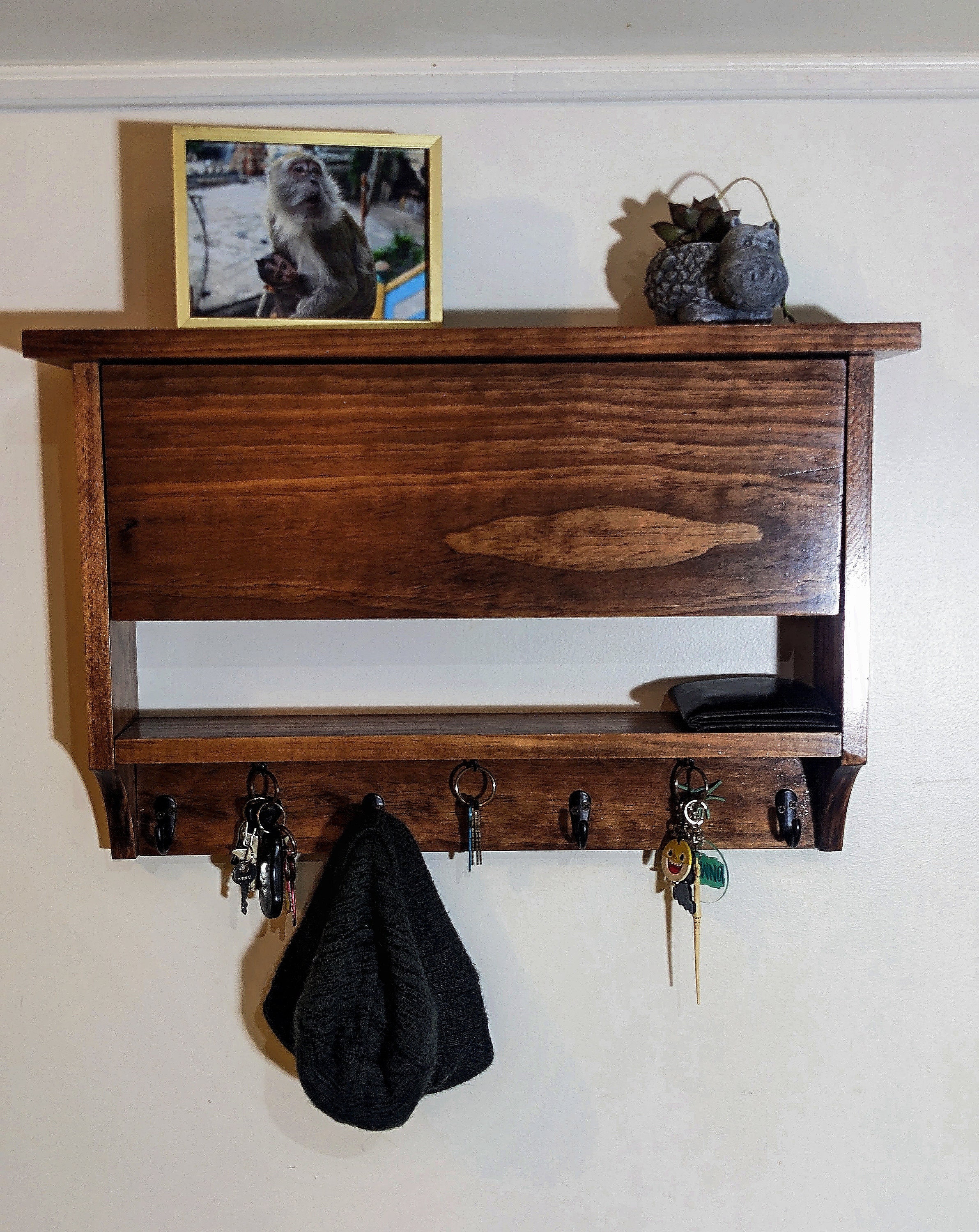 Small Locking Gun Cabinet Coat Rack Key Rack Concealment Shelf Tactical ...