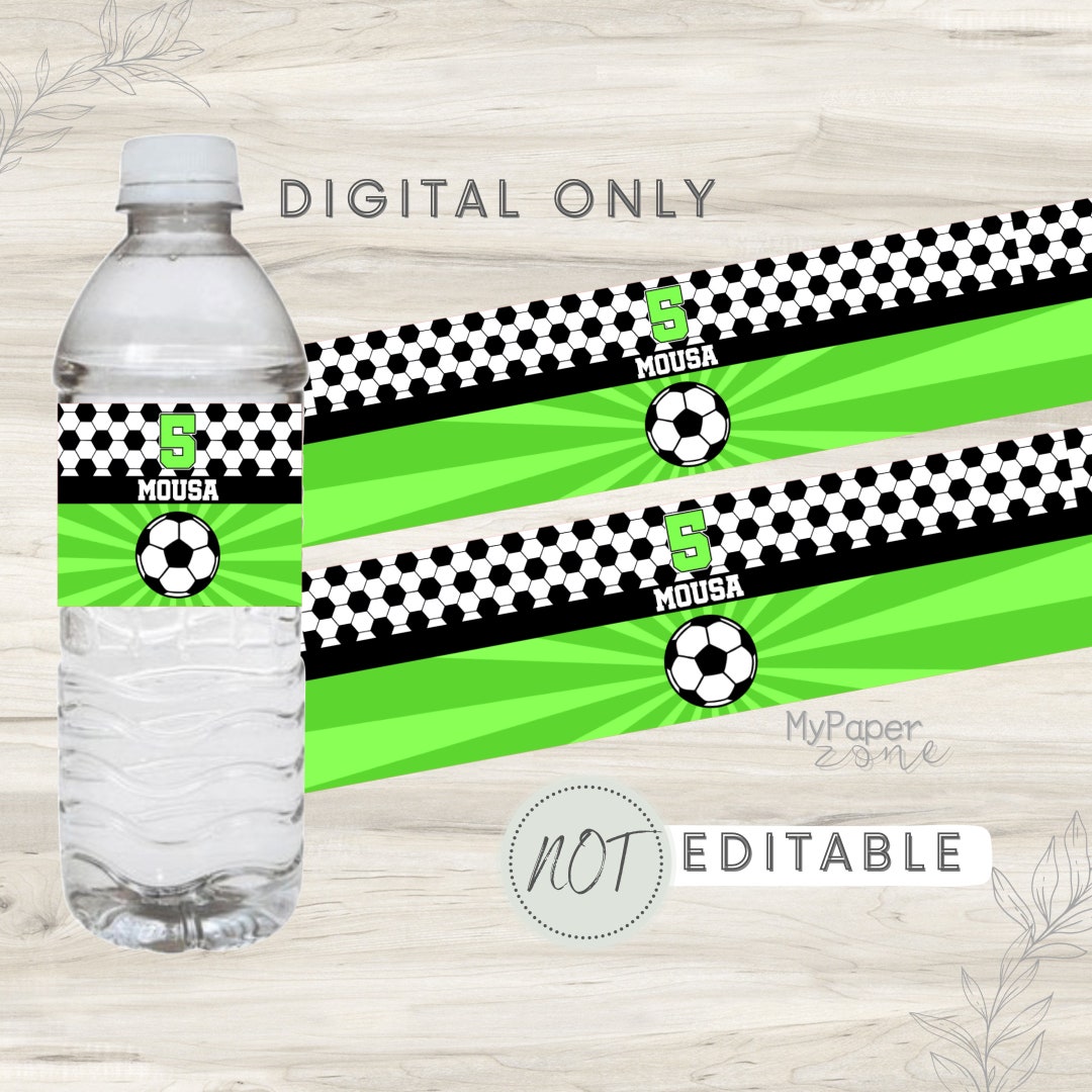 Soccer Water Labels Soccer Party Decor Sports Birthday - Etsy