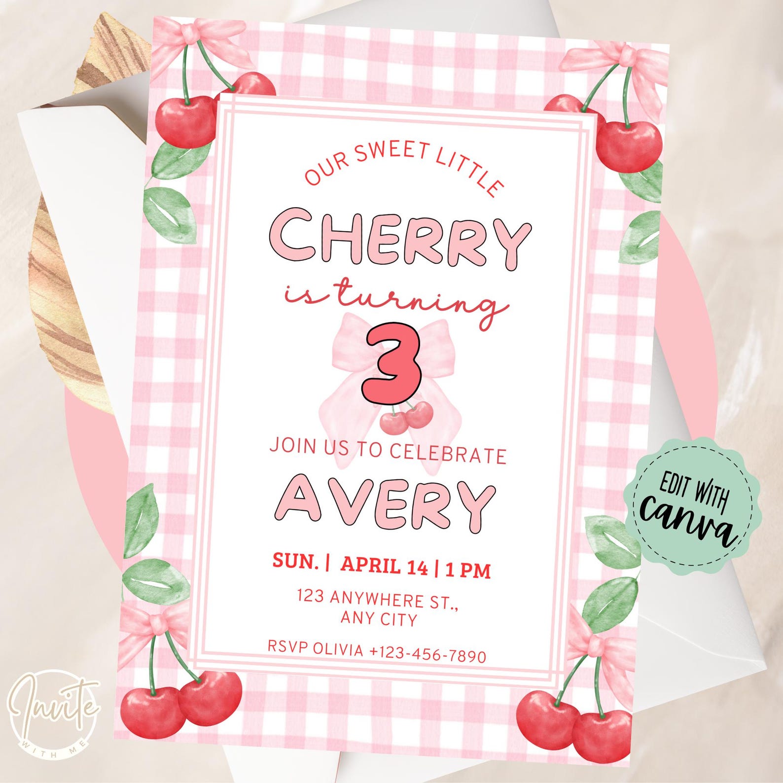 Cherry Birthday Invitation, Cherry Party Invitation, Cherries First ...