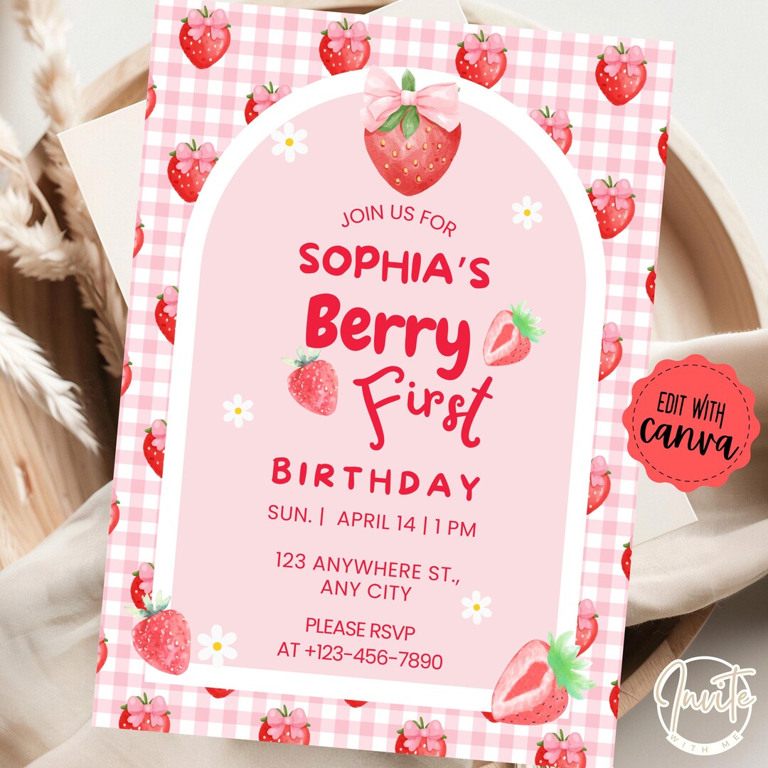 Berry Sweet Birthday Invitation, Berry First Birthday Invitation ...