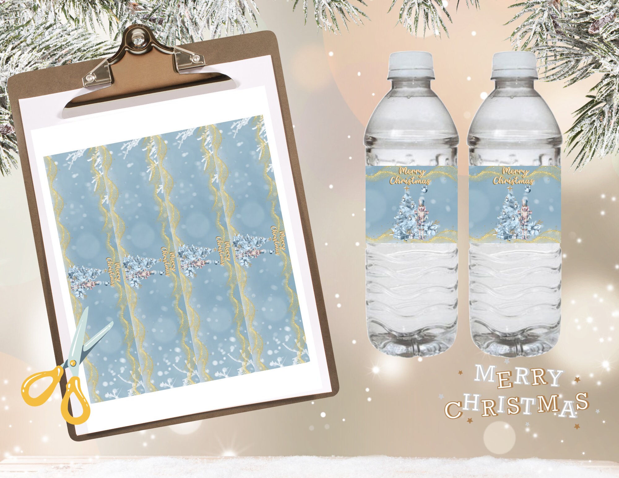 Christmas Water Labels Printable Holiday Party Favors - Etsy