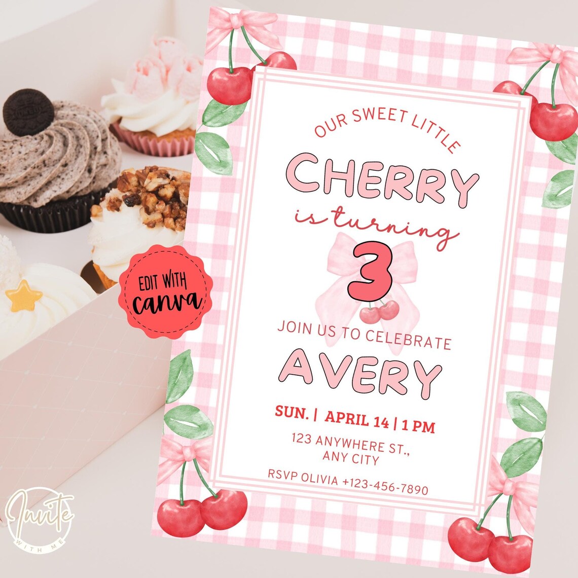 Cherry Birthday Invitation, Cherry Party Invitation, Cherries First ...