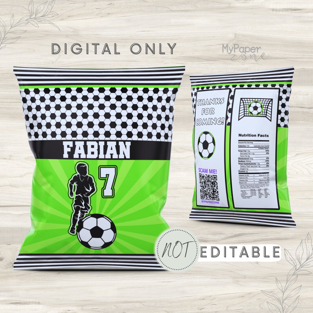 Soccer Chip Bags Soccer Party Decor Sports Birthday Party - Etsy