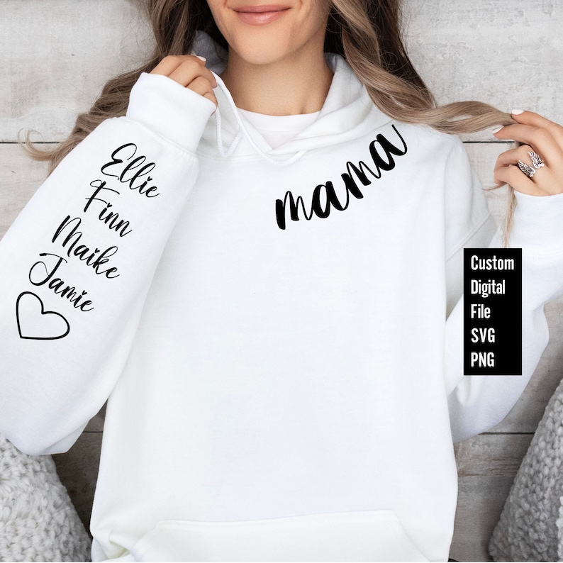 Personalized Mama Shirt Neck Curved Svg Children Names Sleeve Design ...