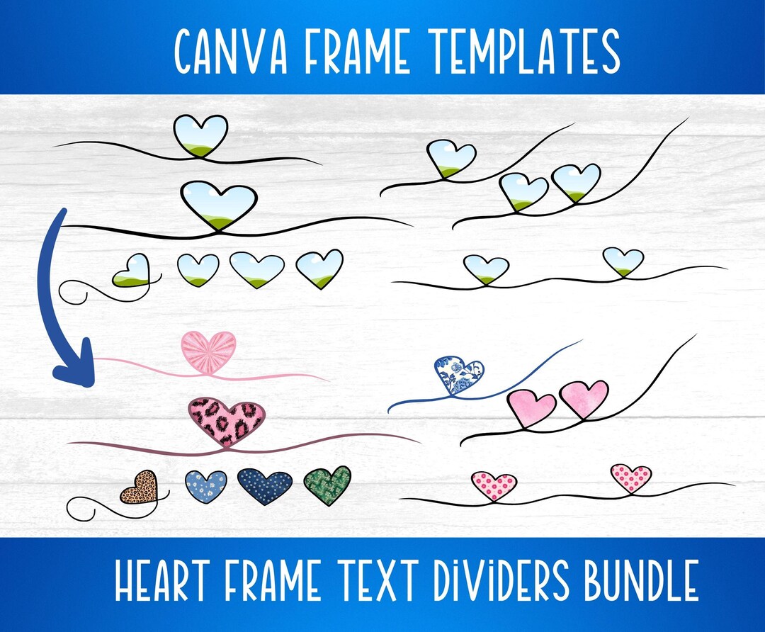 Love Heart Doodle Text Dividers Canva Frame Bundle Custom I Wear My ...