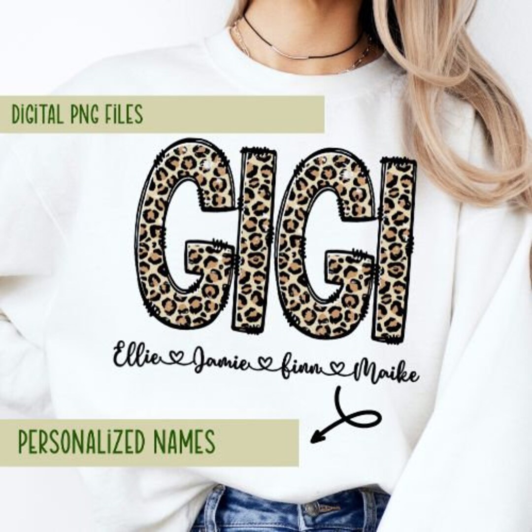 Custom Names Gigi Leopard PNG Personalized Grandma Cheetah Print Mother ...
