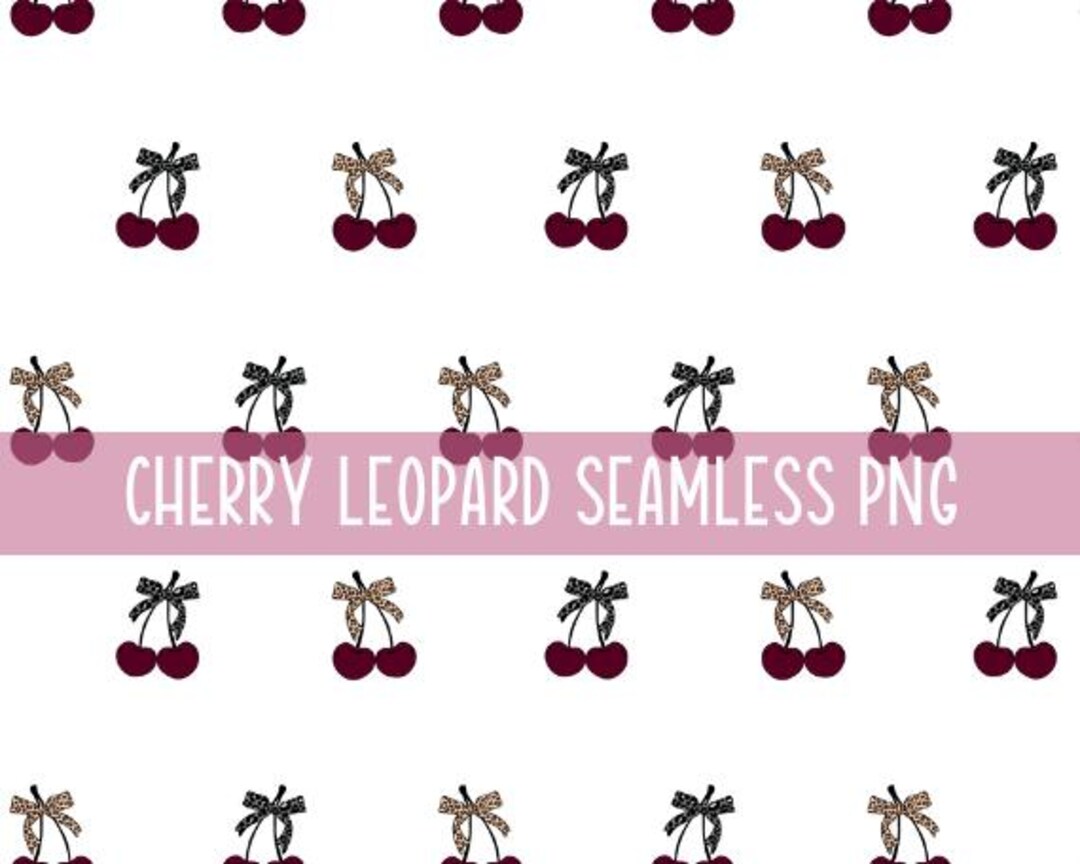 Seamless Cherry Bow Leopard Print Pattern Girly Repeat Cheetah Bow ...