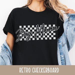 Retro Boy Mama Checkers SVG PNG Checkered Mom Design Mom of Boys ...