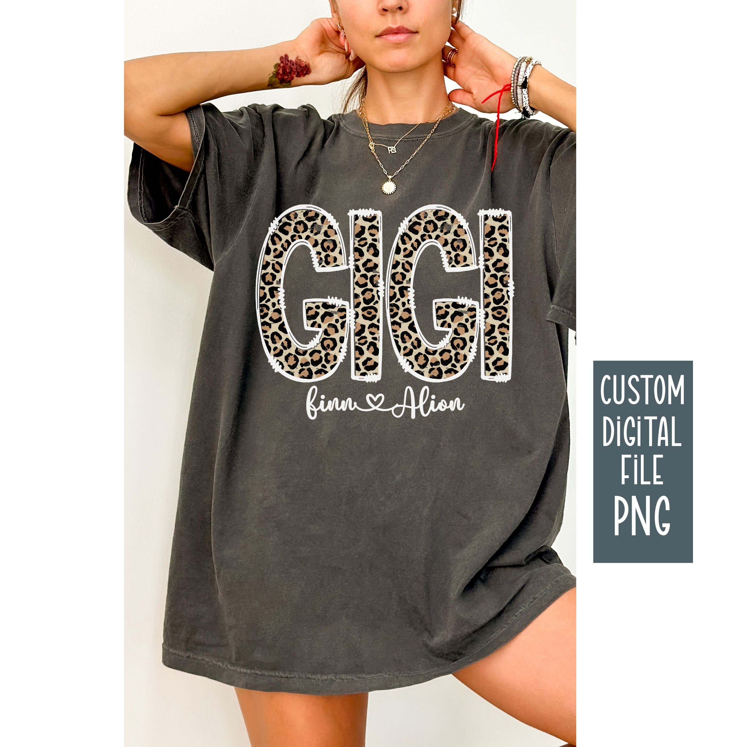 Custom Names Gigi Leopard PNG Personalized Grandma Cheetah Print Mother ...