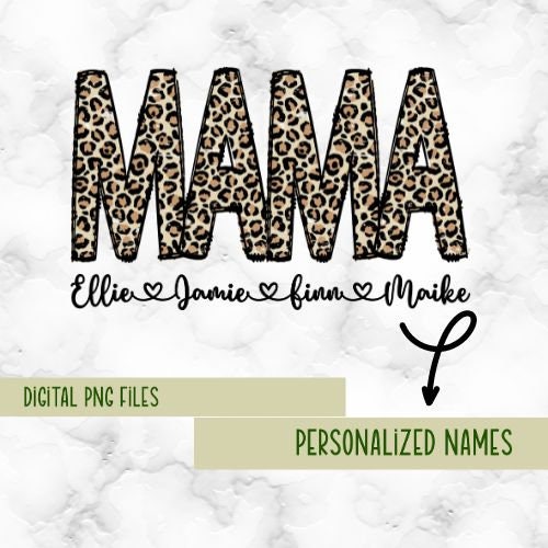 Personalized Names Mama Custom Leopard Print PNG Personalised Mom ...