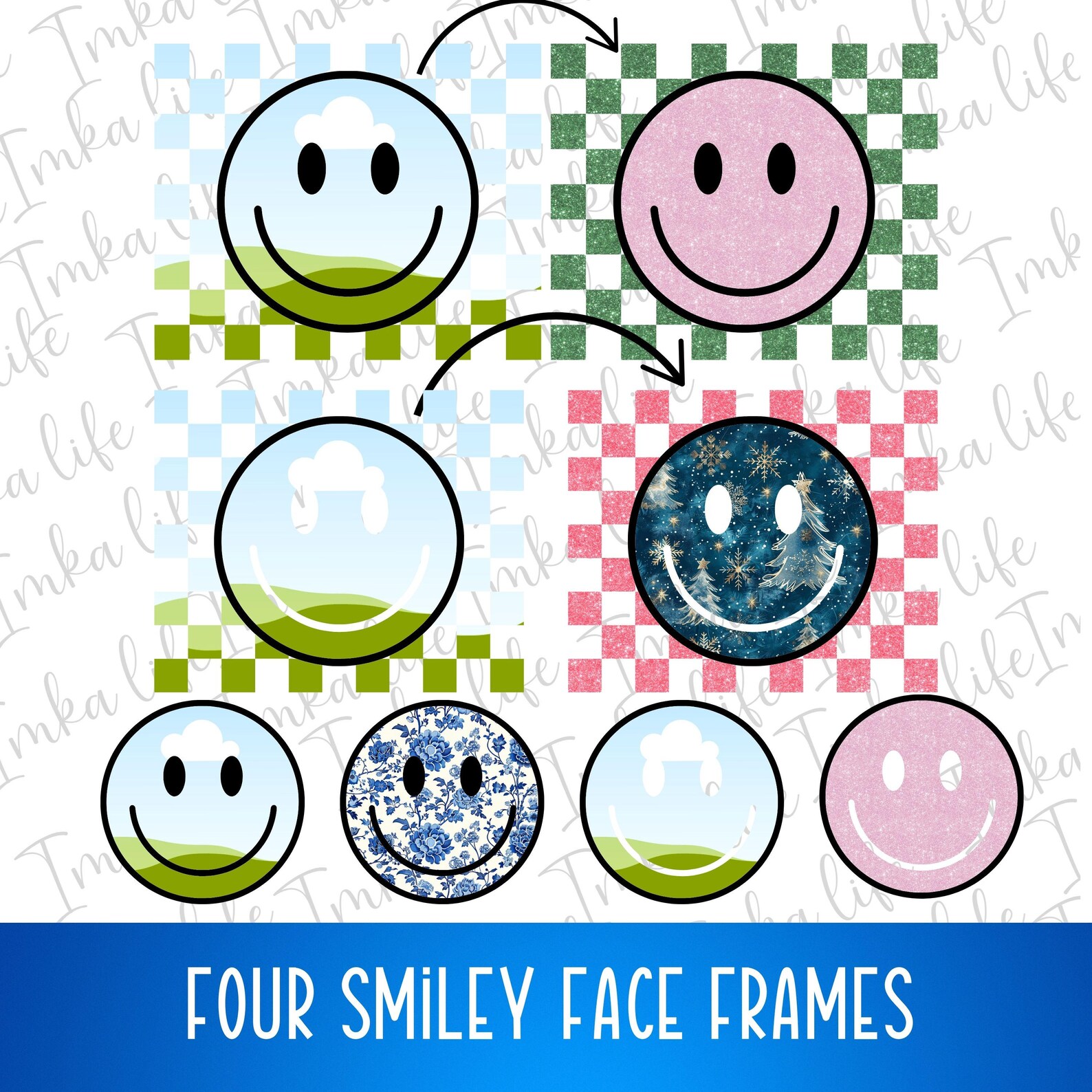 Smiley Face Checker Canva Frame Trending Drag and Drop Editable Add ...