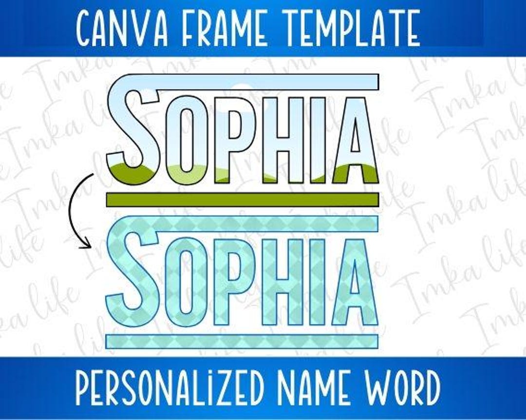 Personalized Canva Frame Custom Word Name Retro Template Drag and Drop ...
