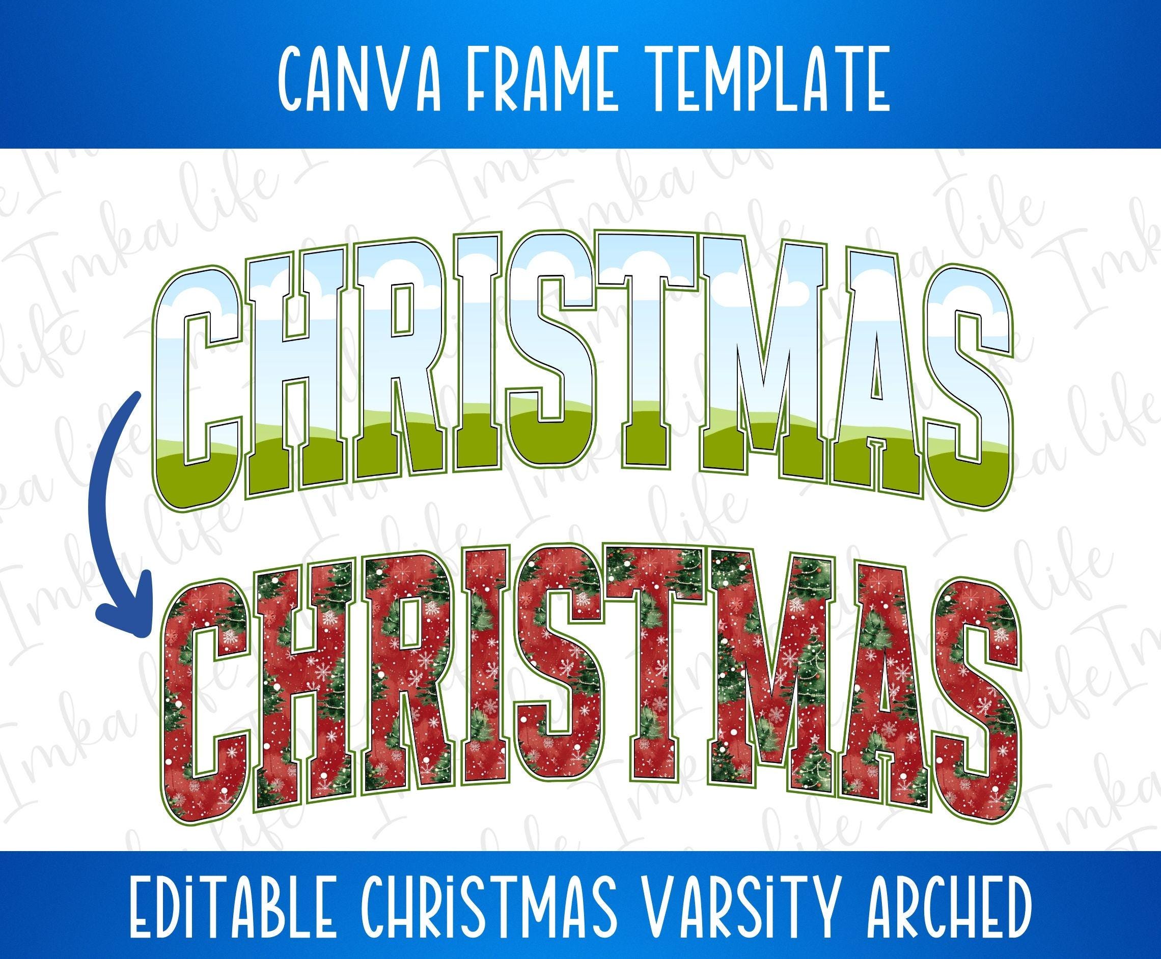 Christmas Varsity Arched Canva Frame Template Drag and Drop Varsity ...