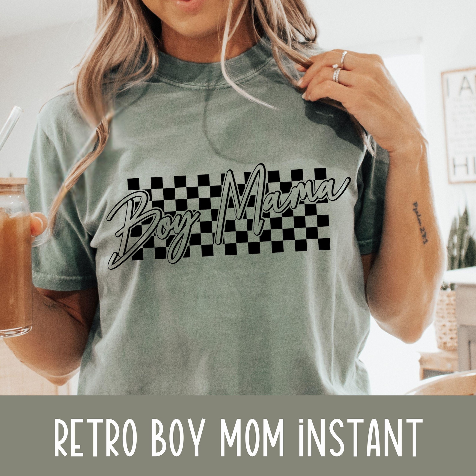 Retro Boy Mama Checkers SVG PNG Checkered Mom Design Mom of Boys ...