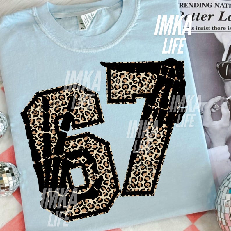 Funny Six Seven 6 7 Leopard PNG Viral Tik Tok Meme Digital Design ...