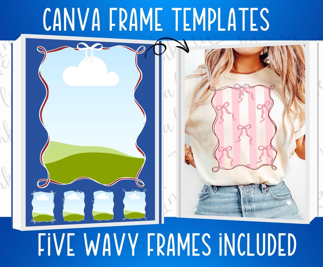 Wavy Canva Frame Border Bundle Template Whimsical Ribbon Heart Border ...